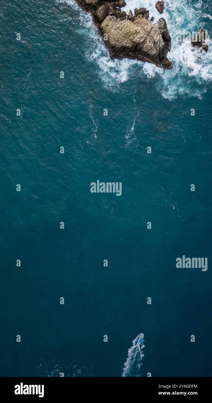 Aerial view of Punta Cometa viewpoint, southernmost point of Oaxaca ...