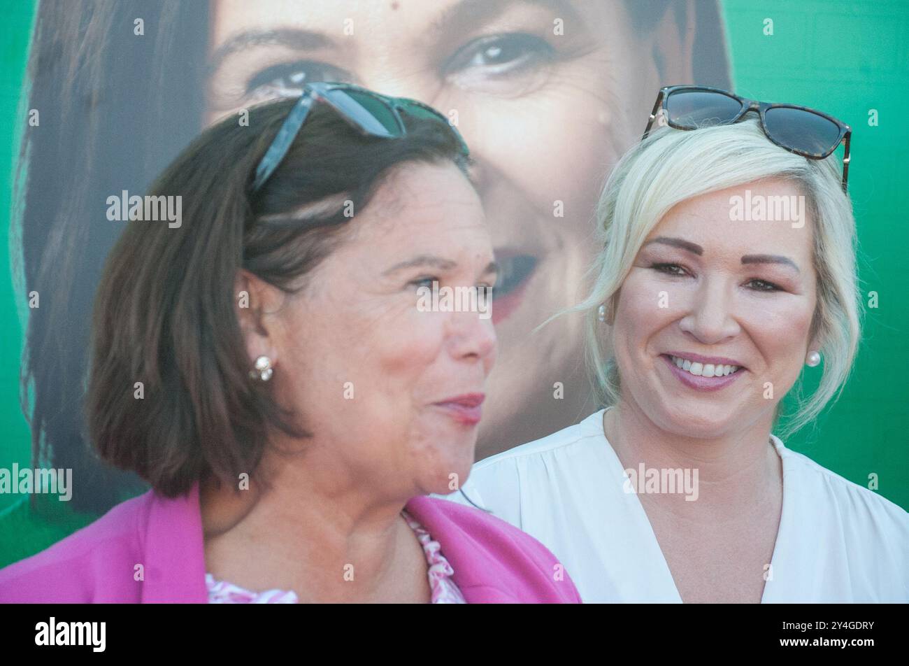 Ireland, 17/09/2024, Mary Lou McDonald and Michelle O'Neill speaking to ...