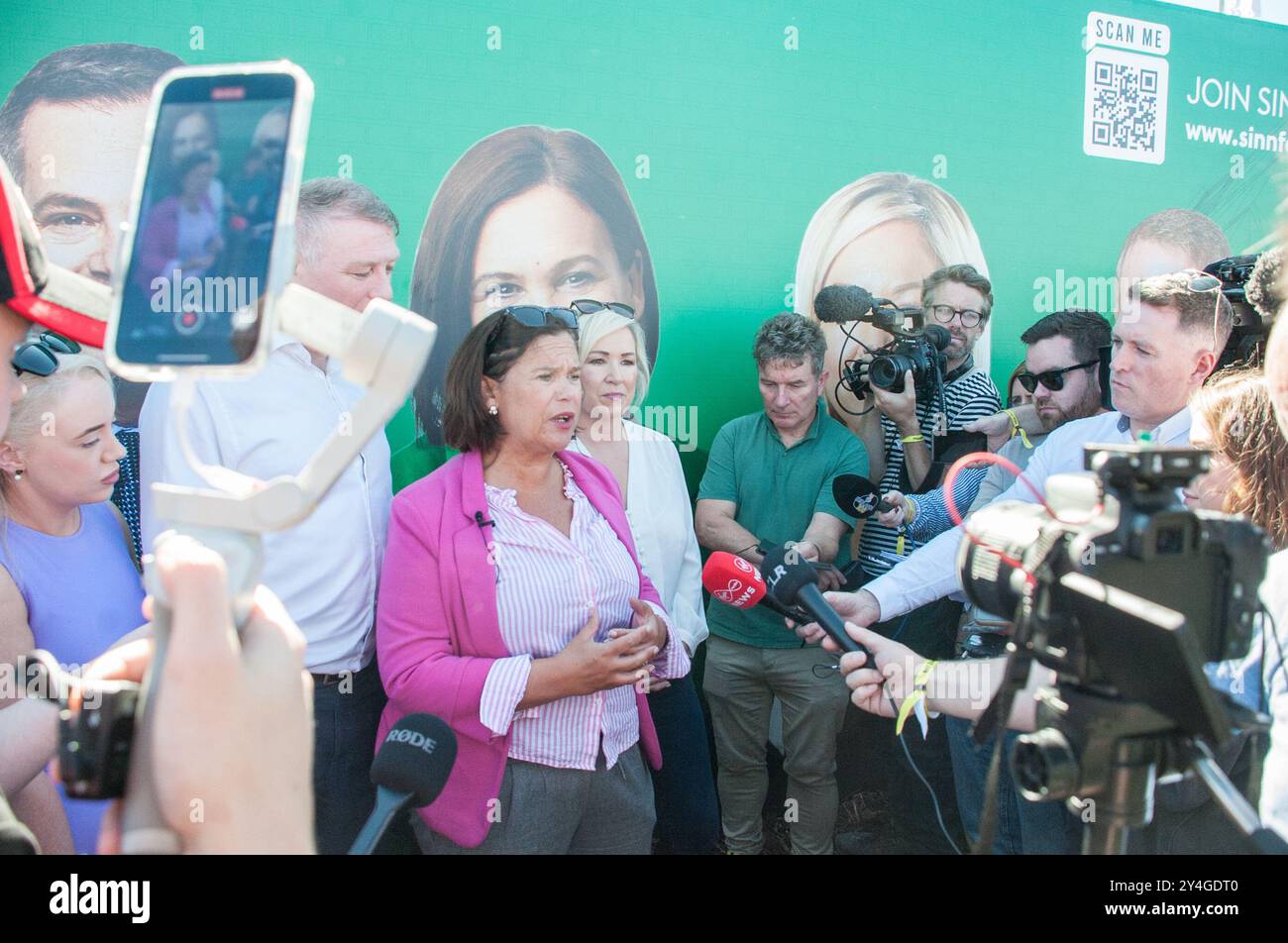 Ireland, 17/09/2024, Mary Lou McDonald and Michelle O'Neill speaking to ...