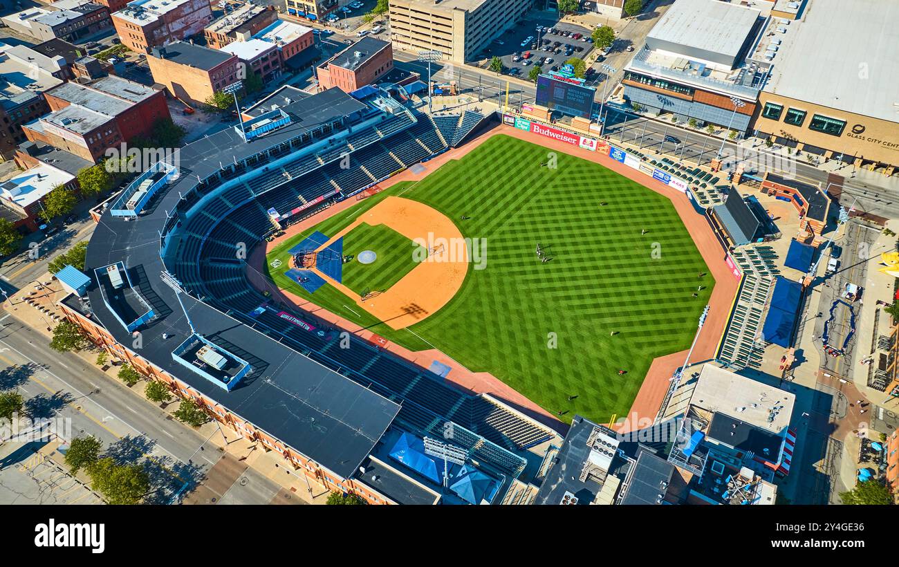 Aerial View of Urban Baseball Stadium with Cityscape in Daylight Stock ...