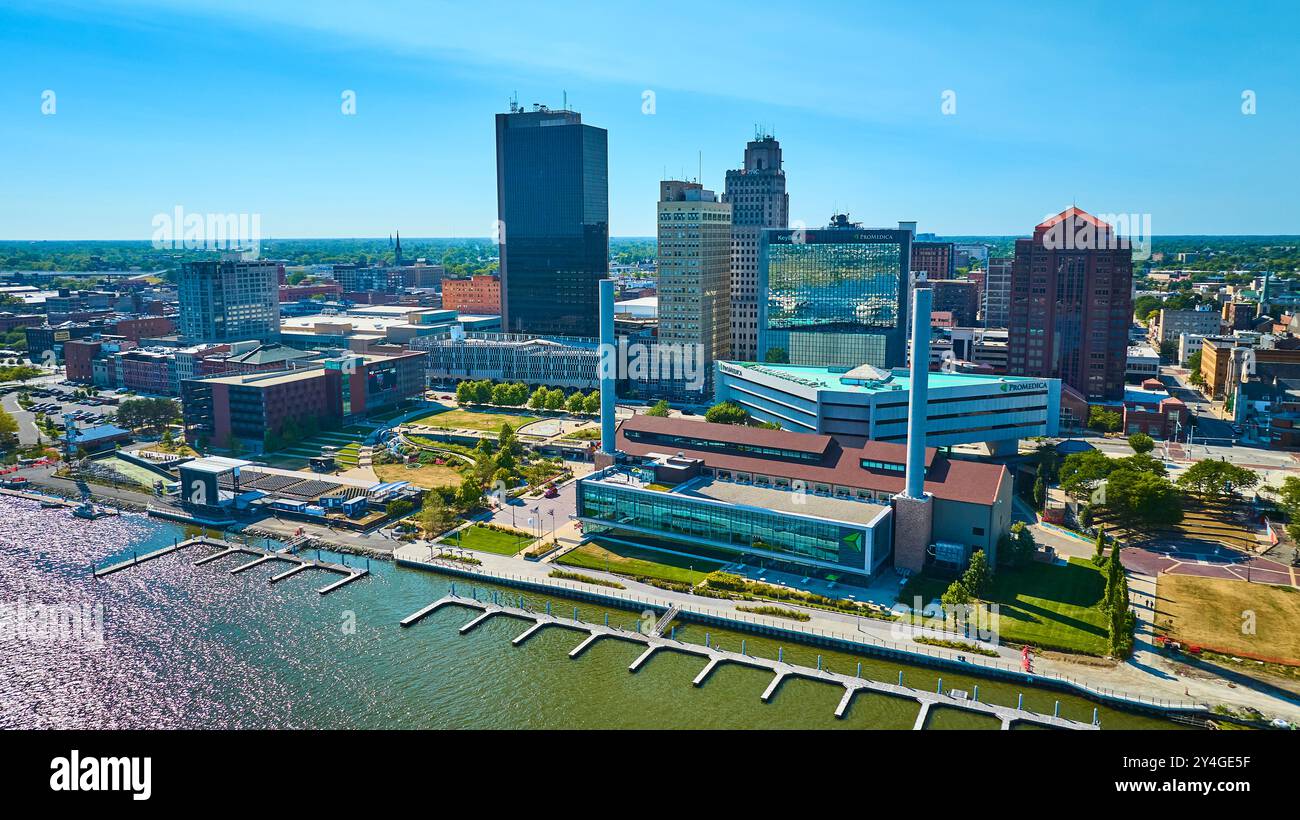 Aerial Vibrant Toledo Skyline with Waterfront and Modern Architecture ...