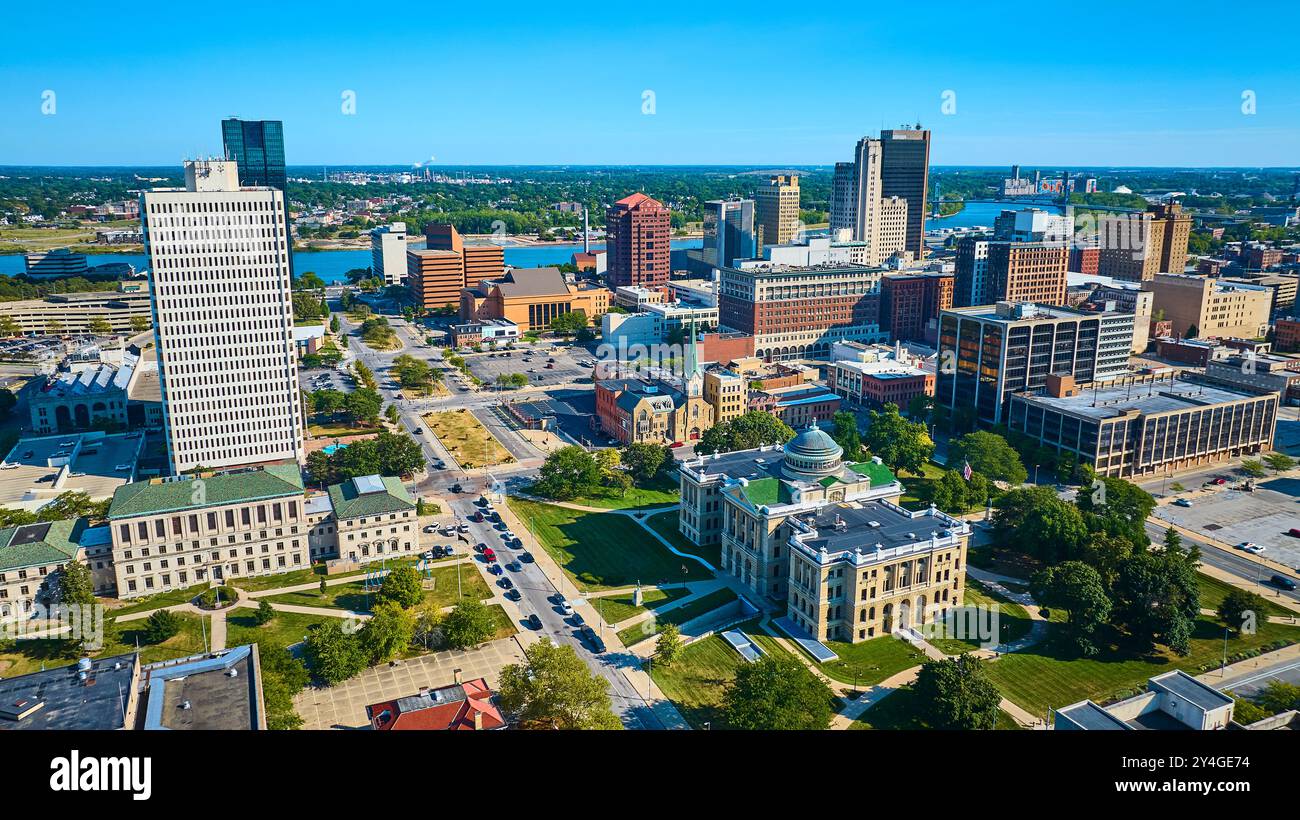 Aerial Toledo Downtown Skyline with Courthouse and River Views Stock ...