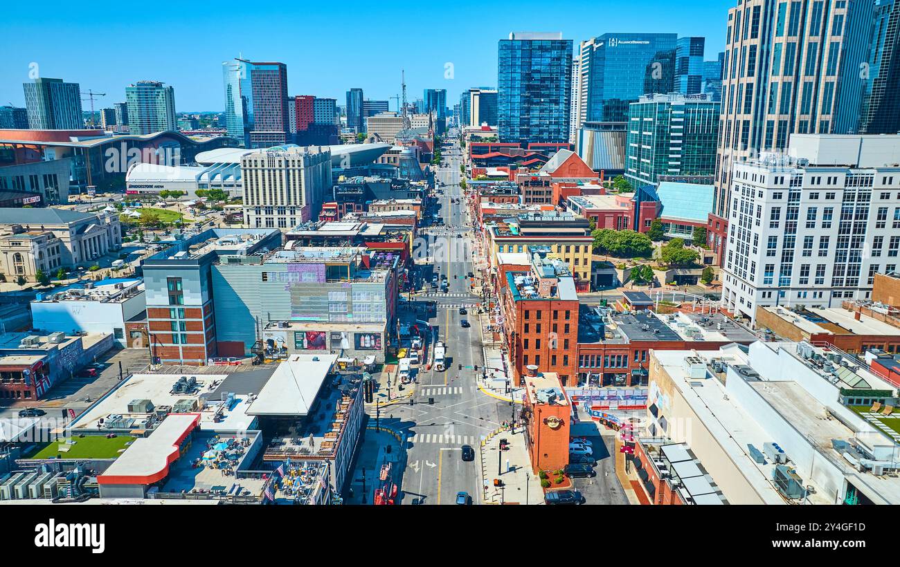 Aerial View of Downtown Nashville Bridgestone Arena and Skyline Stock ...
