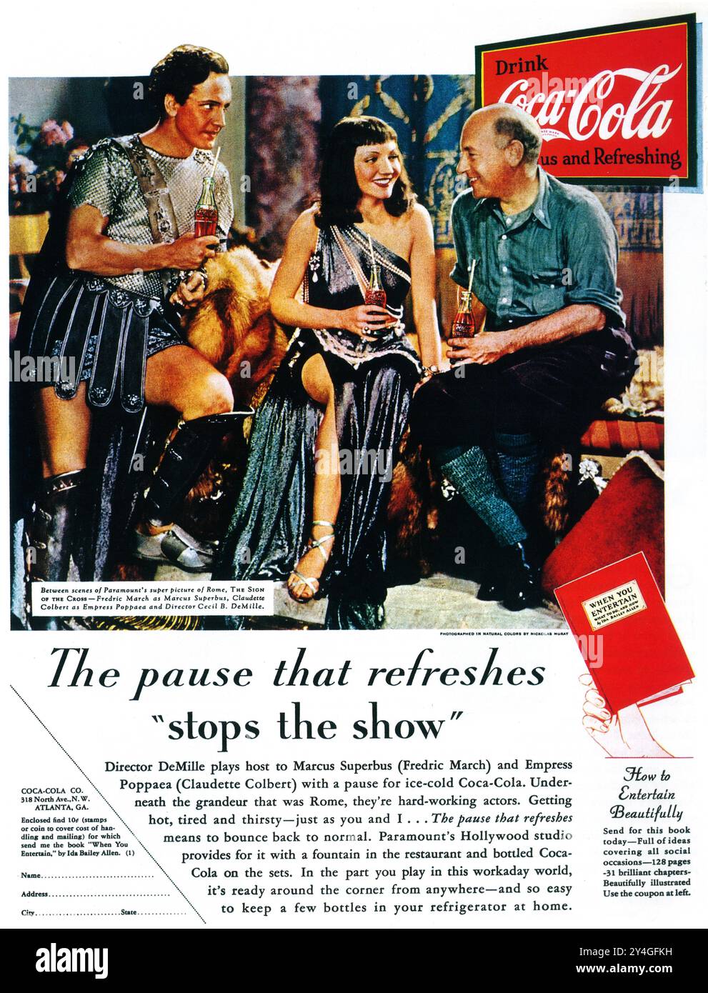 1933 Coca-Cola Ad with Cecil B DeMille, Frederick March, Claudette ...