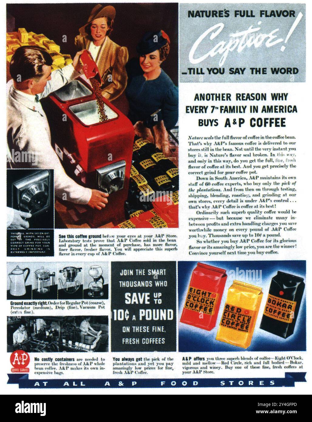 1939 A & P Coffee Ad Stock Photo - Alamy