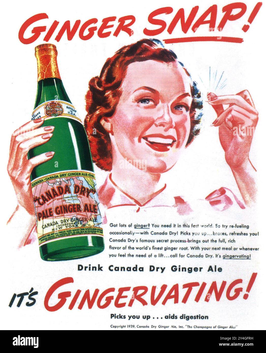 1939 Canada Dry Ginger Ale Ad - "Ginger Snap!... it's Gingervating ...