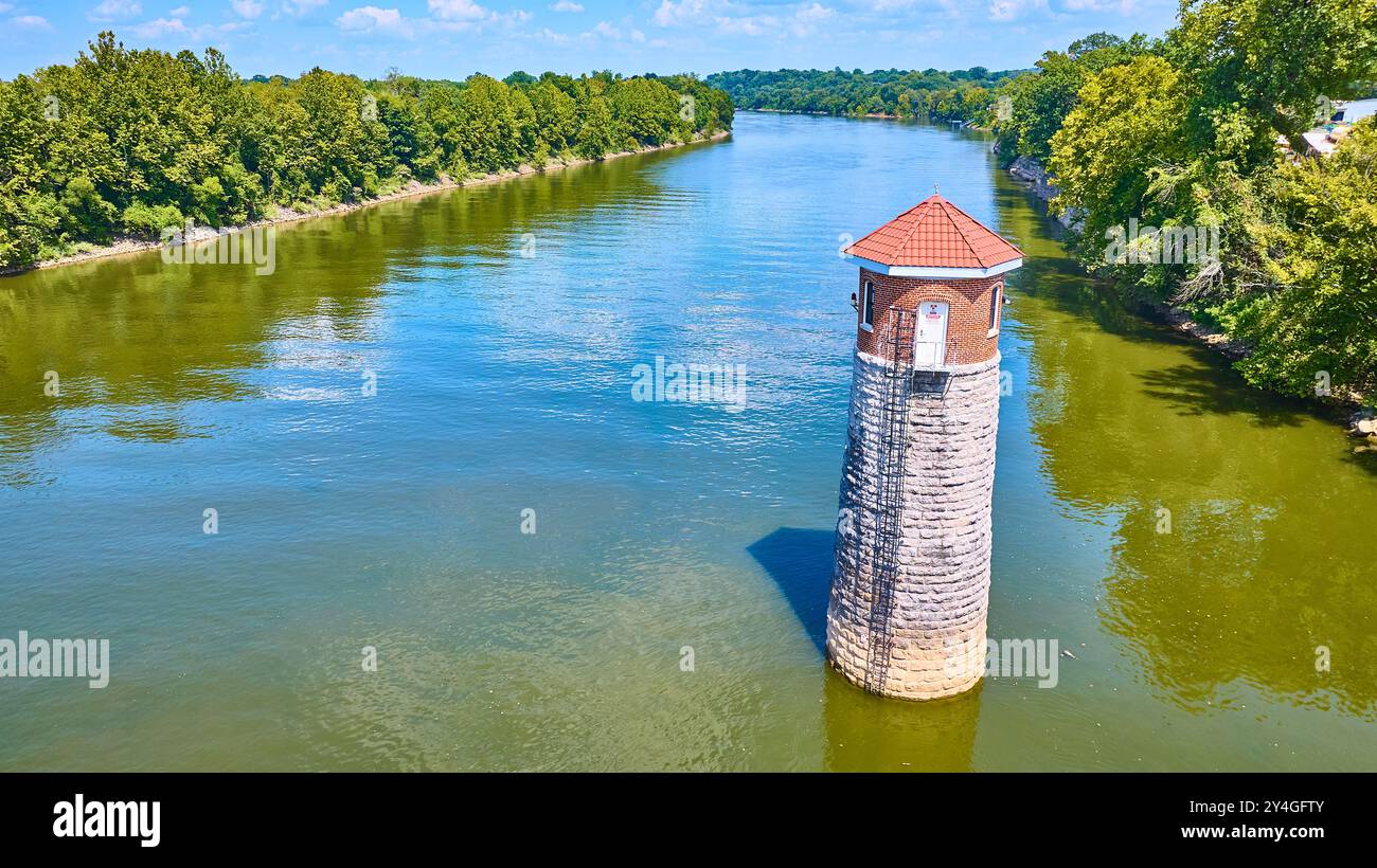 Aerial View of Omohundro Waterworks Tower in Serene Tennessee River ...