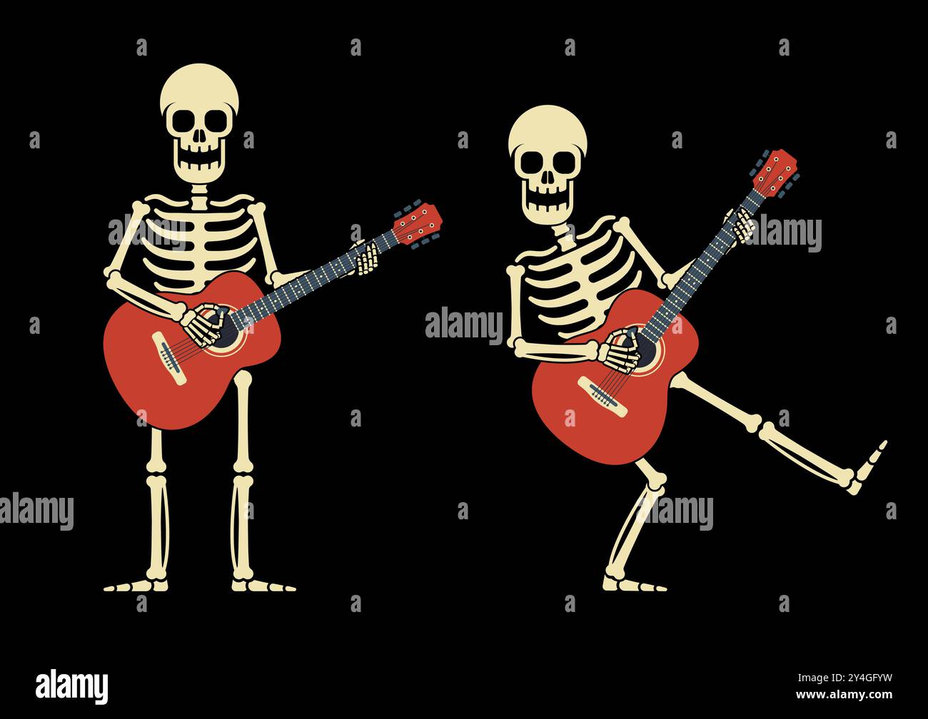 Playful skeleton playing guitar during a festive celebration Halloween ...