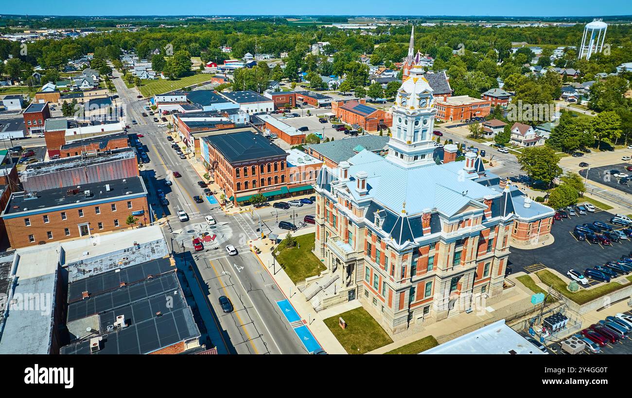 Aerial View of Henry County Courthouse and Downtown Napoleon Ohio Stock ...