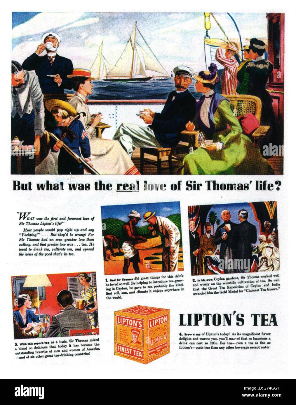1938 Lipton's Tea Ad - Thomas Lipton's Life Stock Photo - Alamy