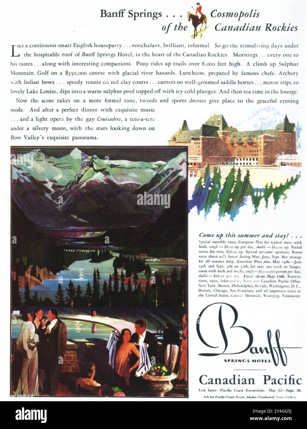 1939 Canadian Pacific Railway Ad - Banff Springs Hotel Canadian Rockies ...