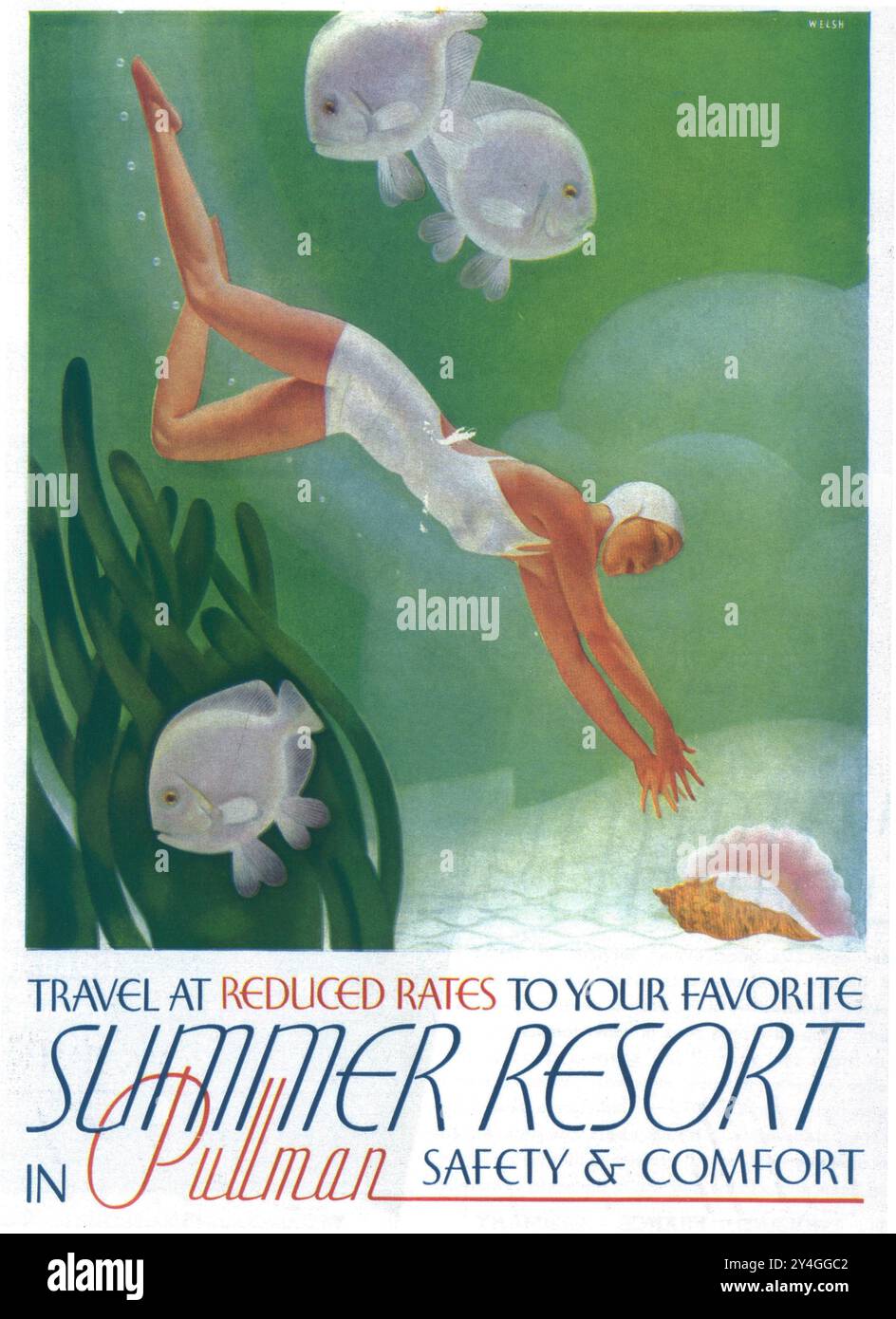 1925 Pullman / Summer Resort Ad with William P. Welsh art Stock Photo ...