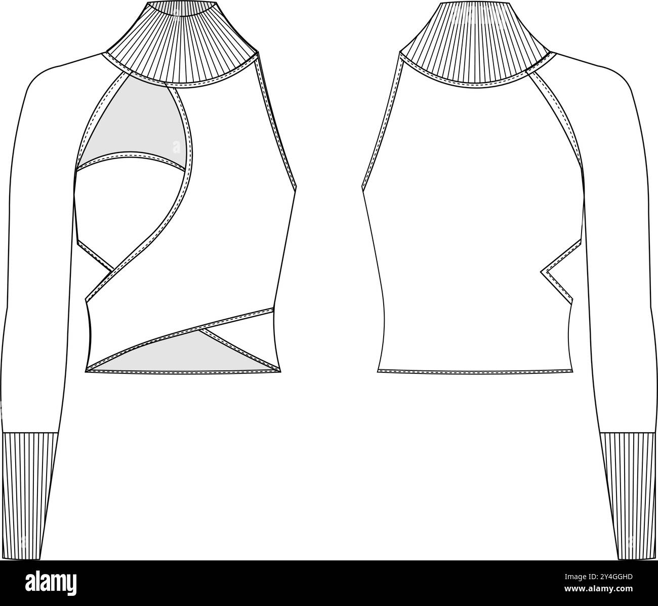 ribbed raglan turtleneck sleeveless one shoulder low-cut sweater blouse ...