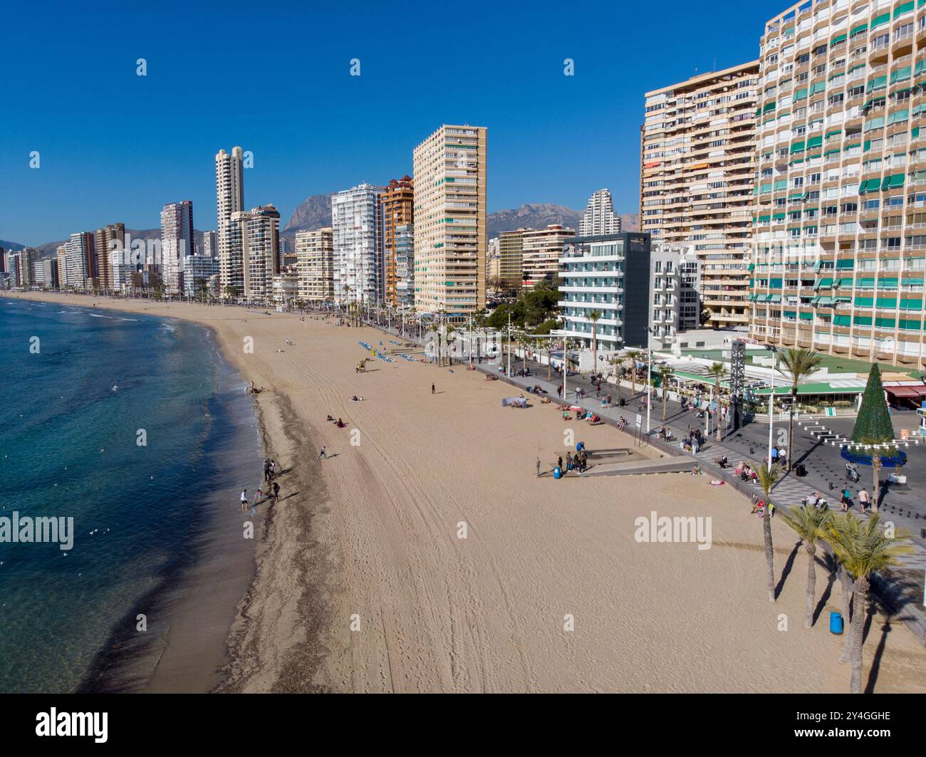 Aerial photo taken in Benidorm in Spain Alicante, showing the beautiful ...