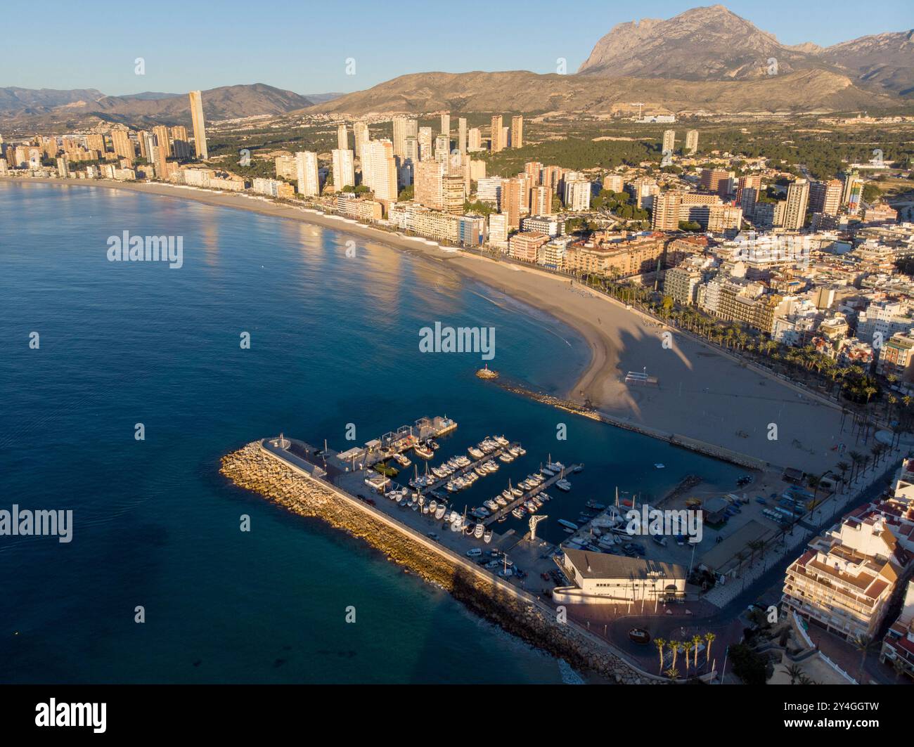 Aerial photo taken in Benidorm in Spain Alicante, showing the beautiful ...