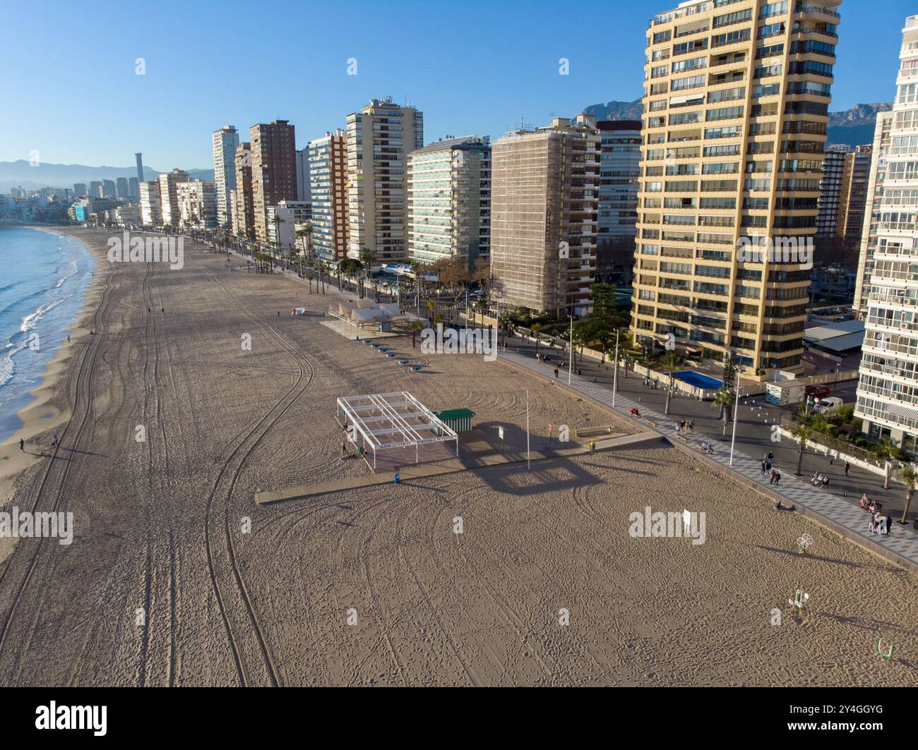 Aerial photo taken in Benidorm in Spain Alicante, showing the beautiful ...