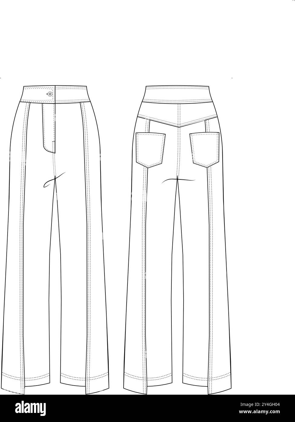 with pocket high rise high waist asymmetric hem straight wide leg pant ...