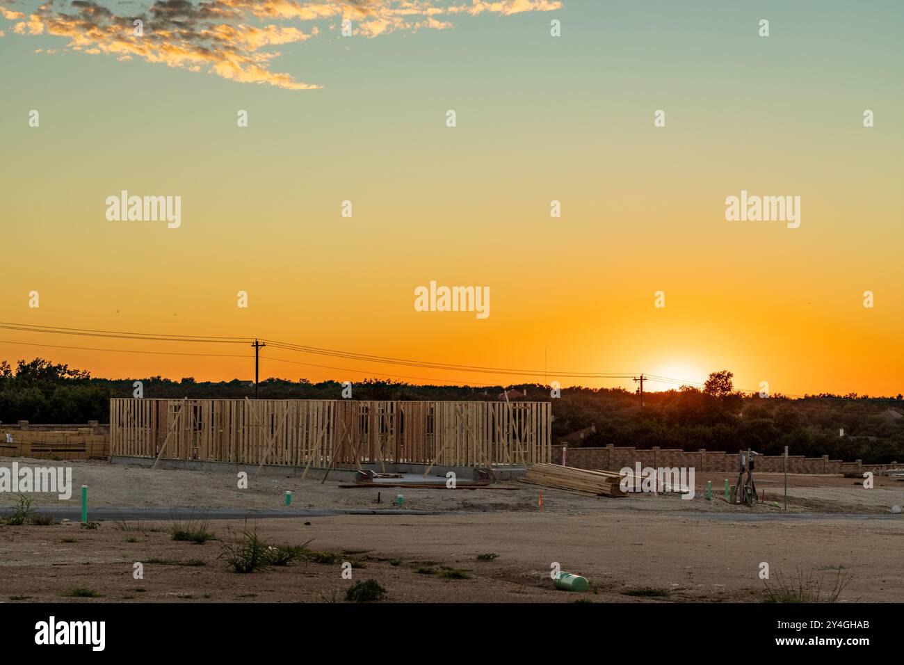 Single family home with slab foundations and dimensional lumber frames ...