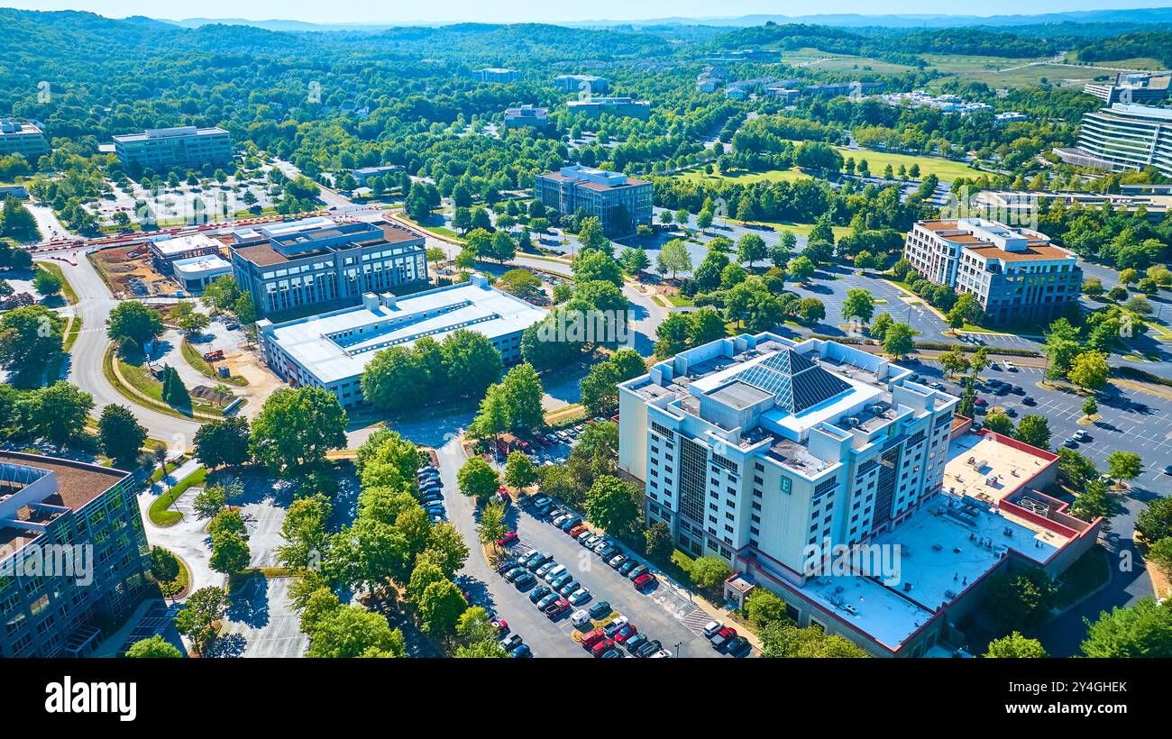 Aerial View of Corporate Park and Green Landscape in Suburban Nashville ...