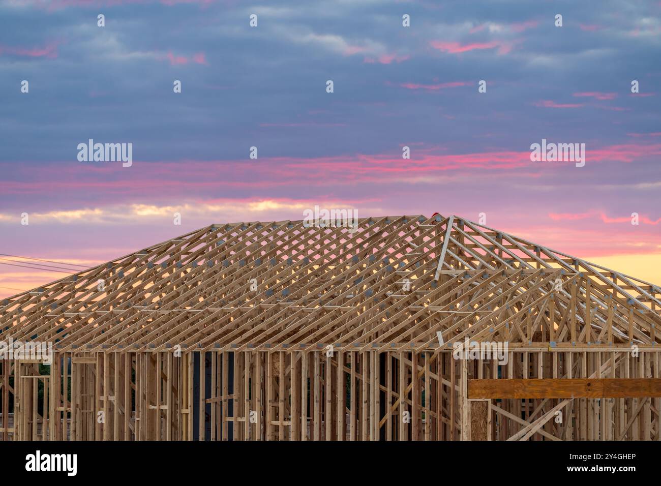 Single family home with slab foundations and dimensional lumber frames ...