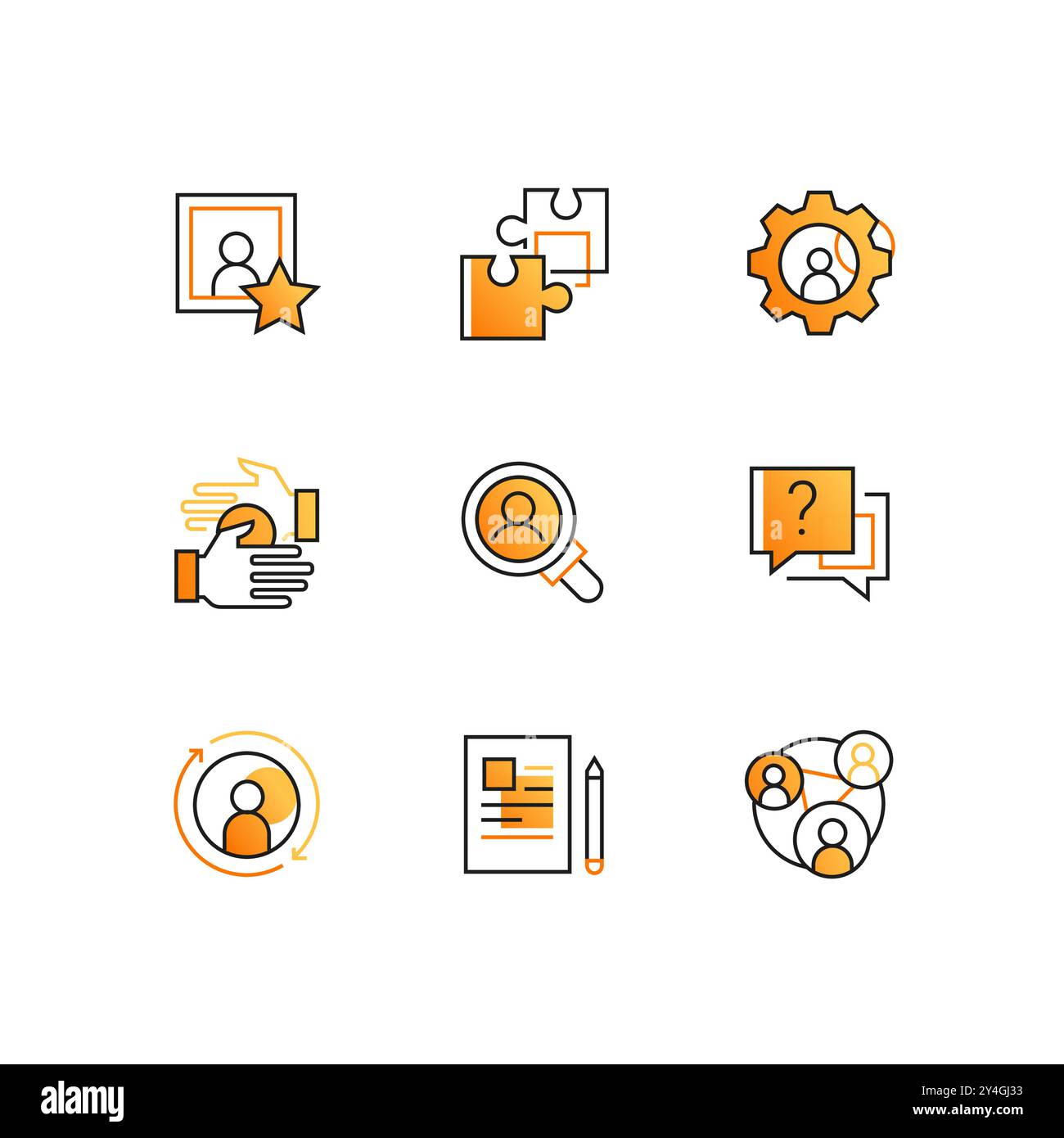 Business, HR and management - line design style icons set Stock Vector ...