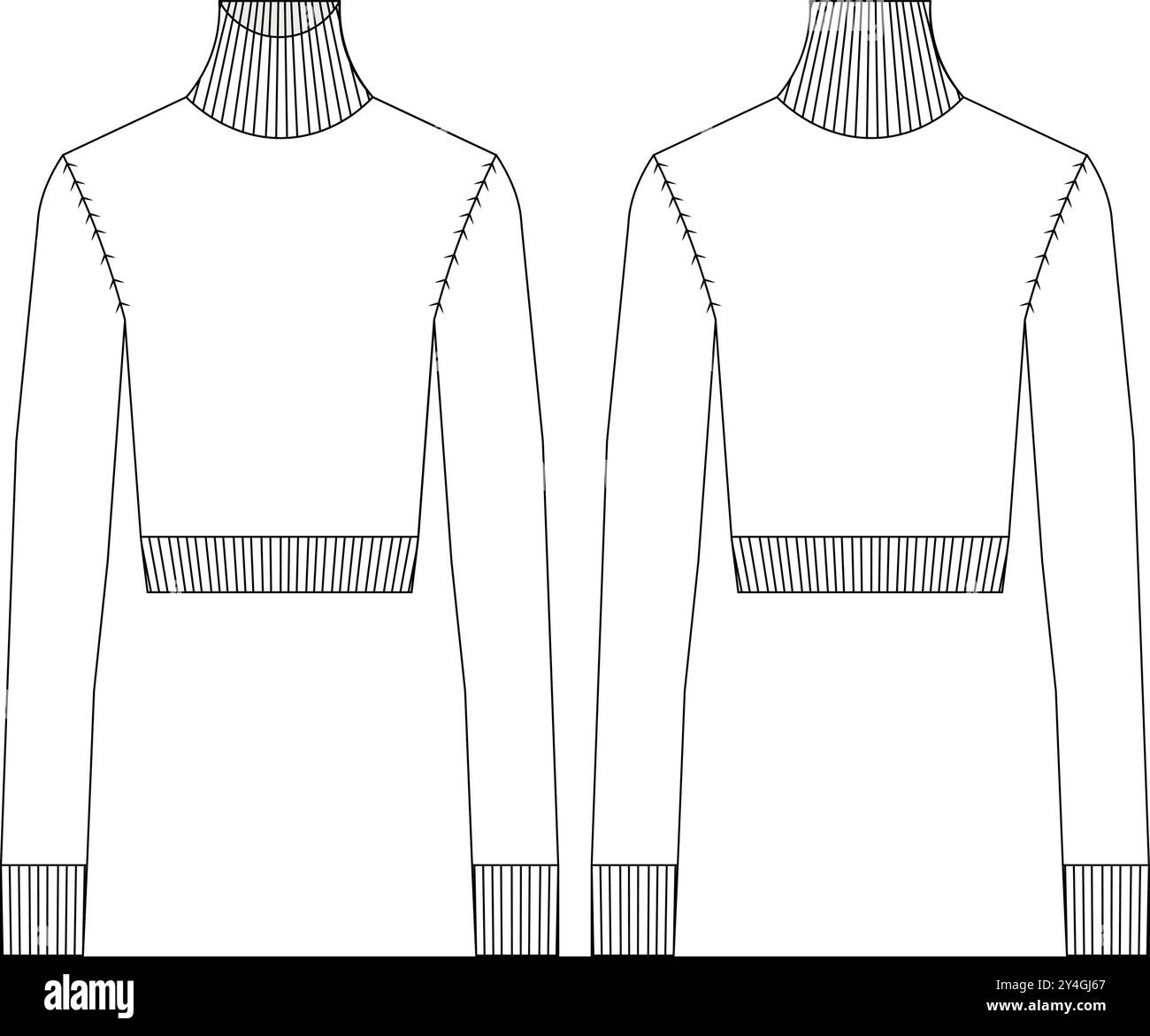 turtleneck long sleeve ribbed knitwear sweater template technical ...