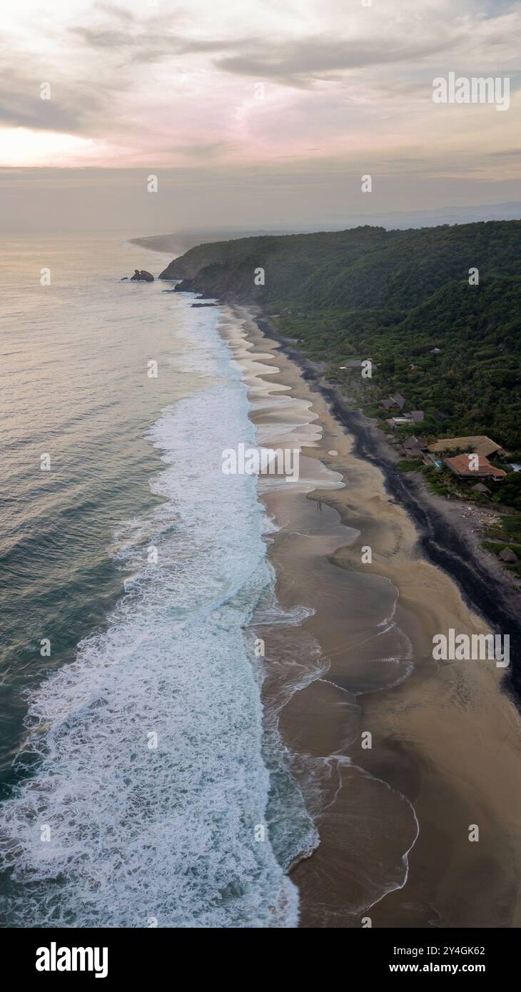 Aerial view of Punta Cometa viewpoint, southernmost point of Oaxaca ...
