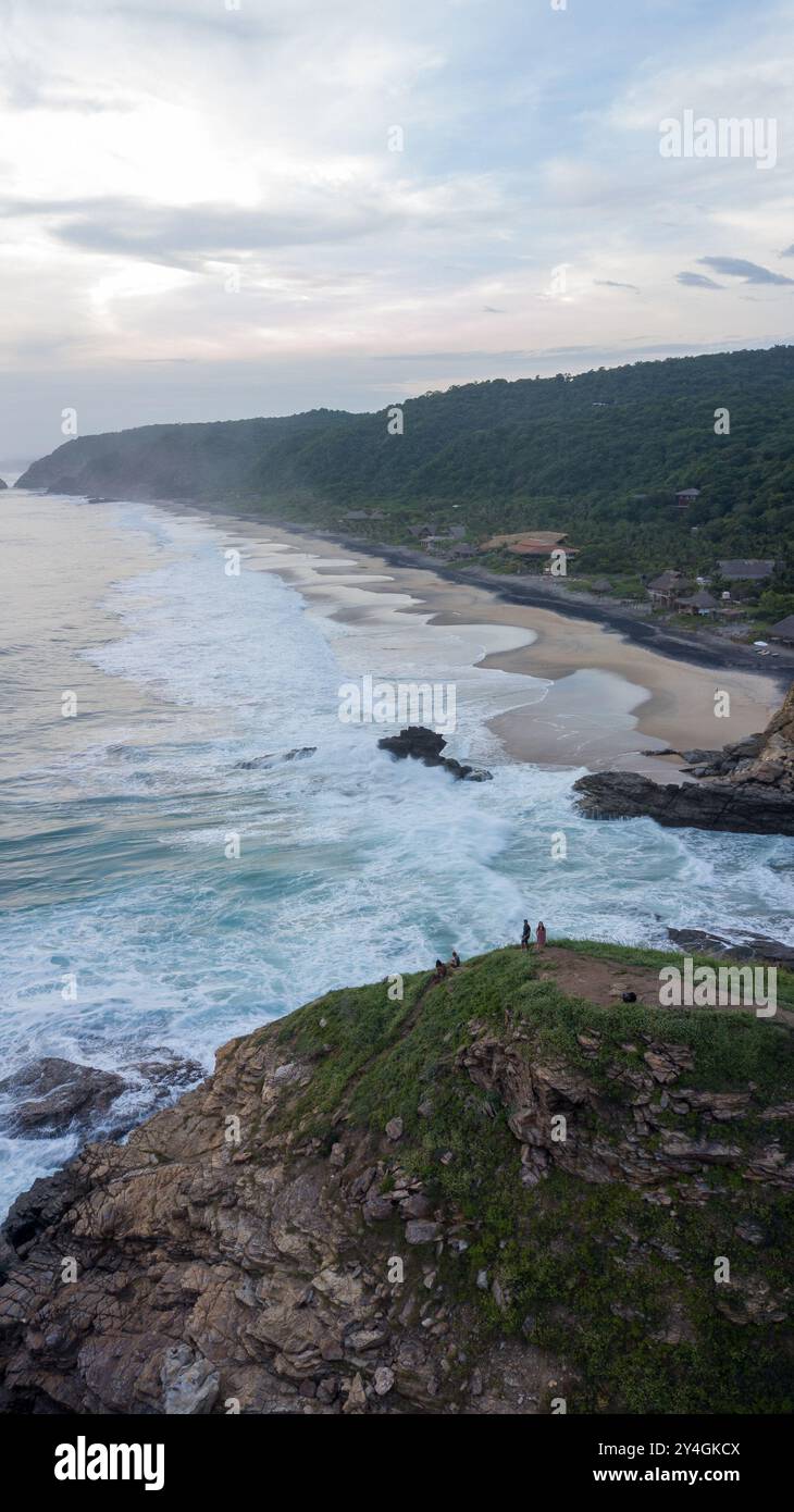 Aerial view of Punta Cometa viewpoint, southernmost point of Oaxaca ...