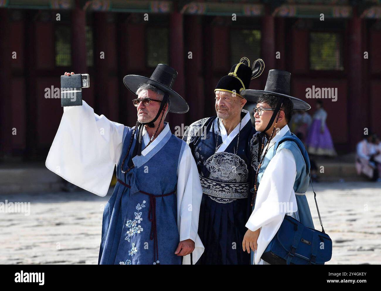 Chuseok holidays in Seoul, South Korea Tourists wearing traditional ...