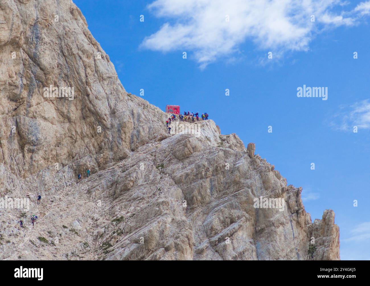 Gran Sasso, Italy - The path to red Bivacco Bafile refuge, above 2700 ...