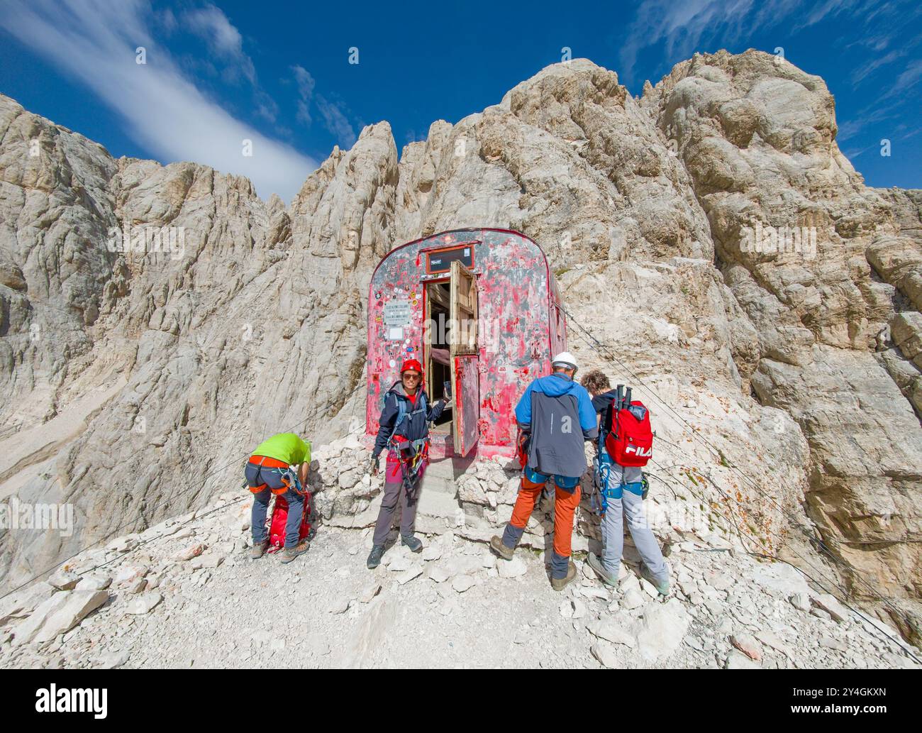 Gran Sasso, Italy - The path to red Bivacco Bafile refuge, above 2700 ...