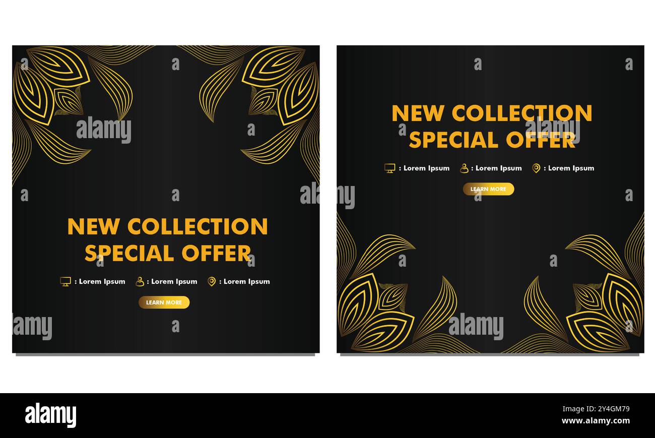 golden line social media post template design Stock Vector Image & Art ...