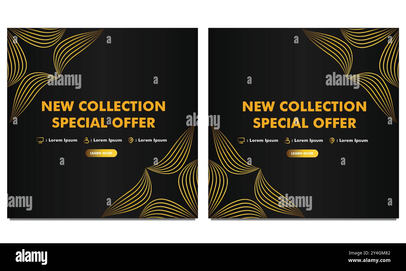 golden line social media post template design Stock Vector Image & Art ...