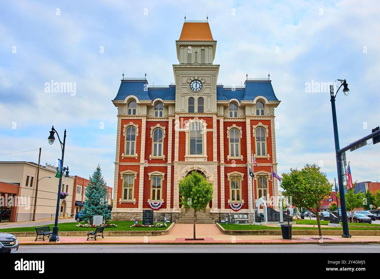 Historic Defiance Courthouse Ohio Clock Tower Low Angle Perspective ...