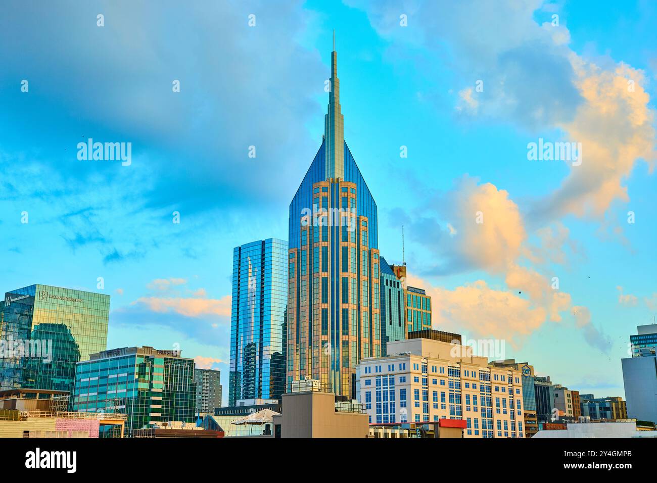 Nashville Skyline at Golden Hour Aerial Perspective Stock Photo - Alamy