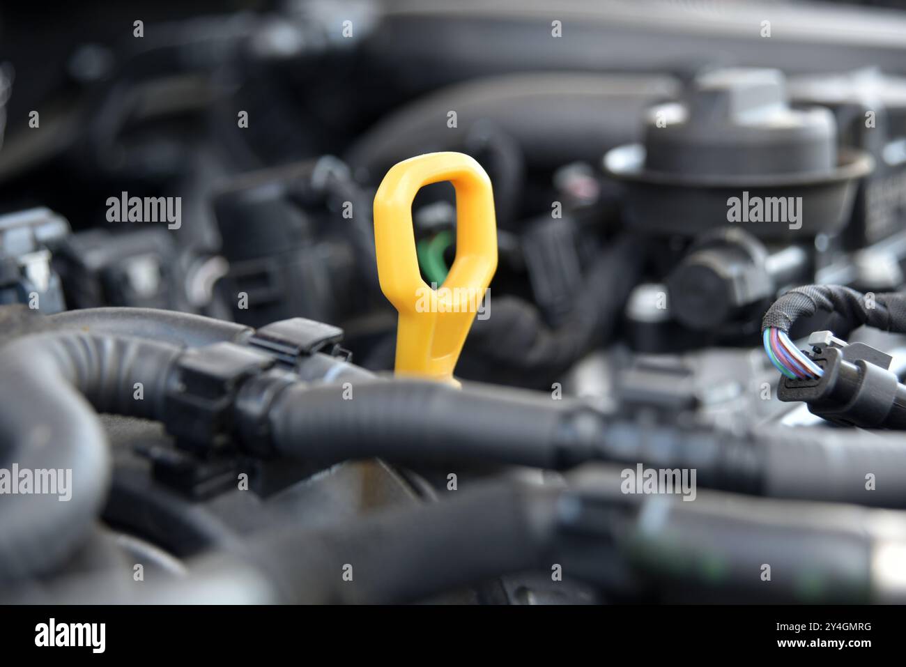 Car engine oil level dipstick, detail Stock Photo - Alamy