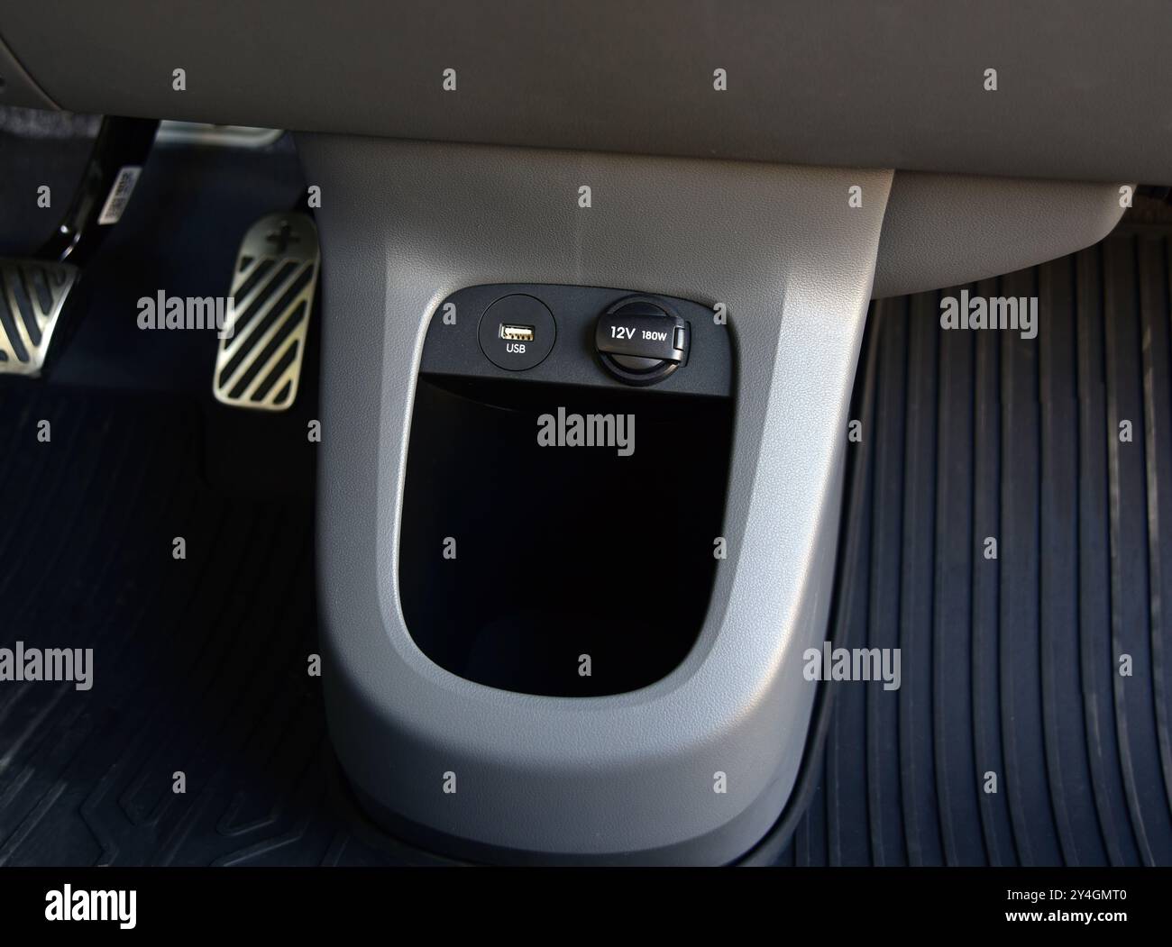12V socket and USB port on car dashboard Stock Photo - Alamy