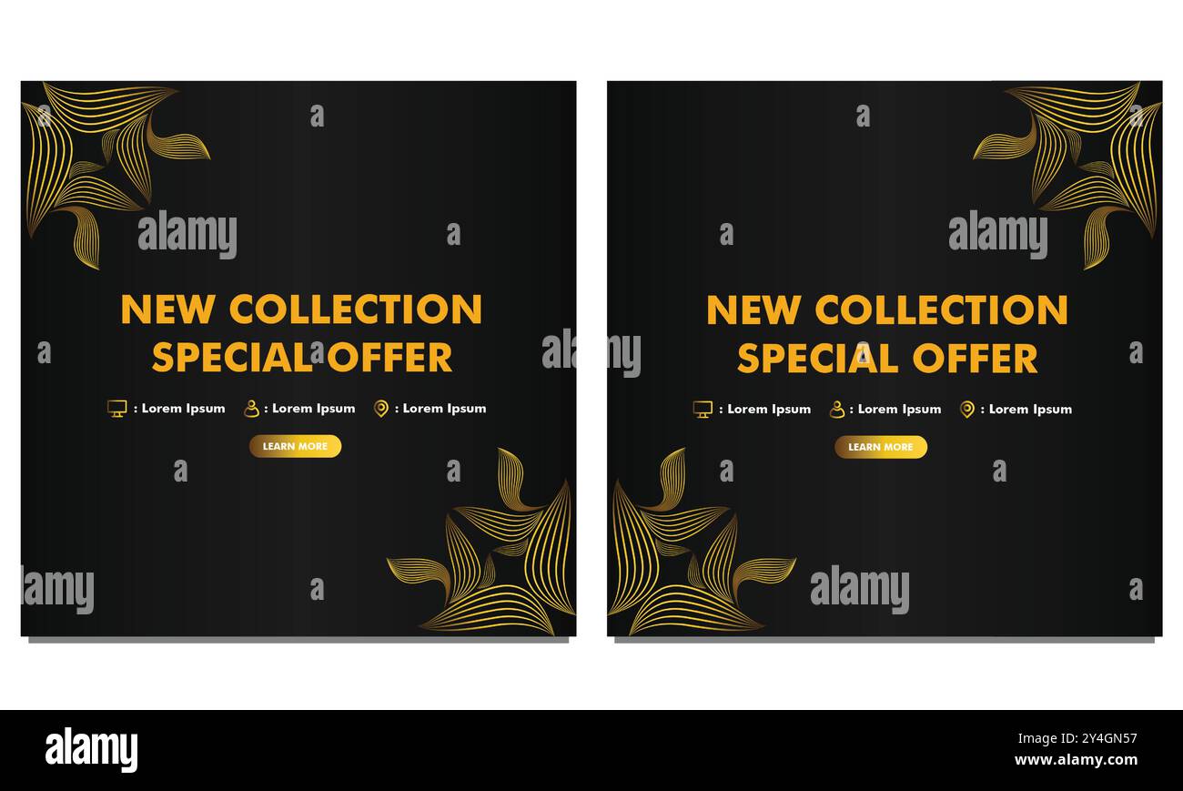 golden line social media post template design Stock Vector Image & Art ...