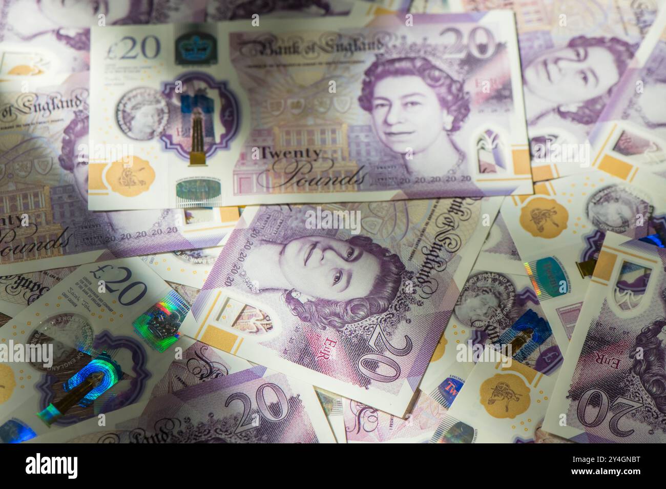British currency - close up of the new 2016 polymer five pound note ...
