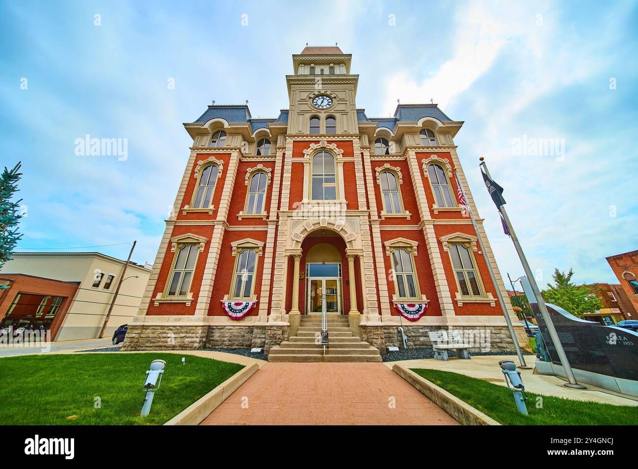 Historic Defiance County Courthouse with Clock Tower Low Angle View ...