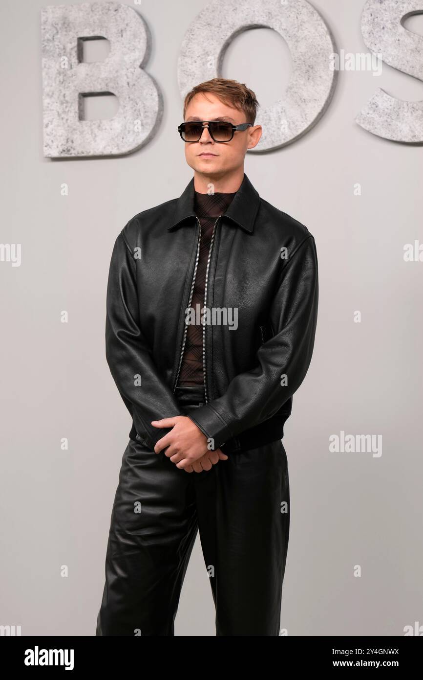 Dennis Mojen arrives for the Boss Spring Summer 2025 fashion show, that ...