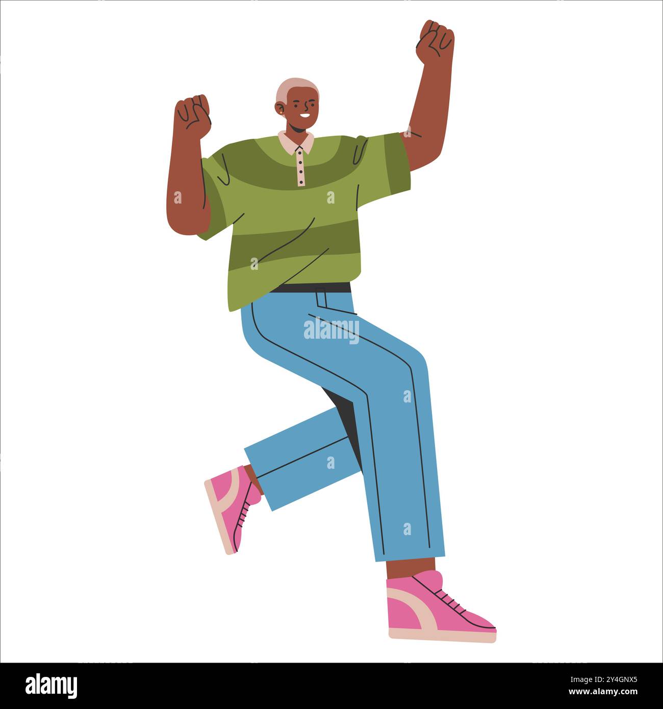 Joyful young man celebrating success with a cheerful dance move ...