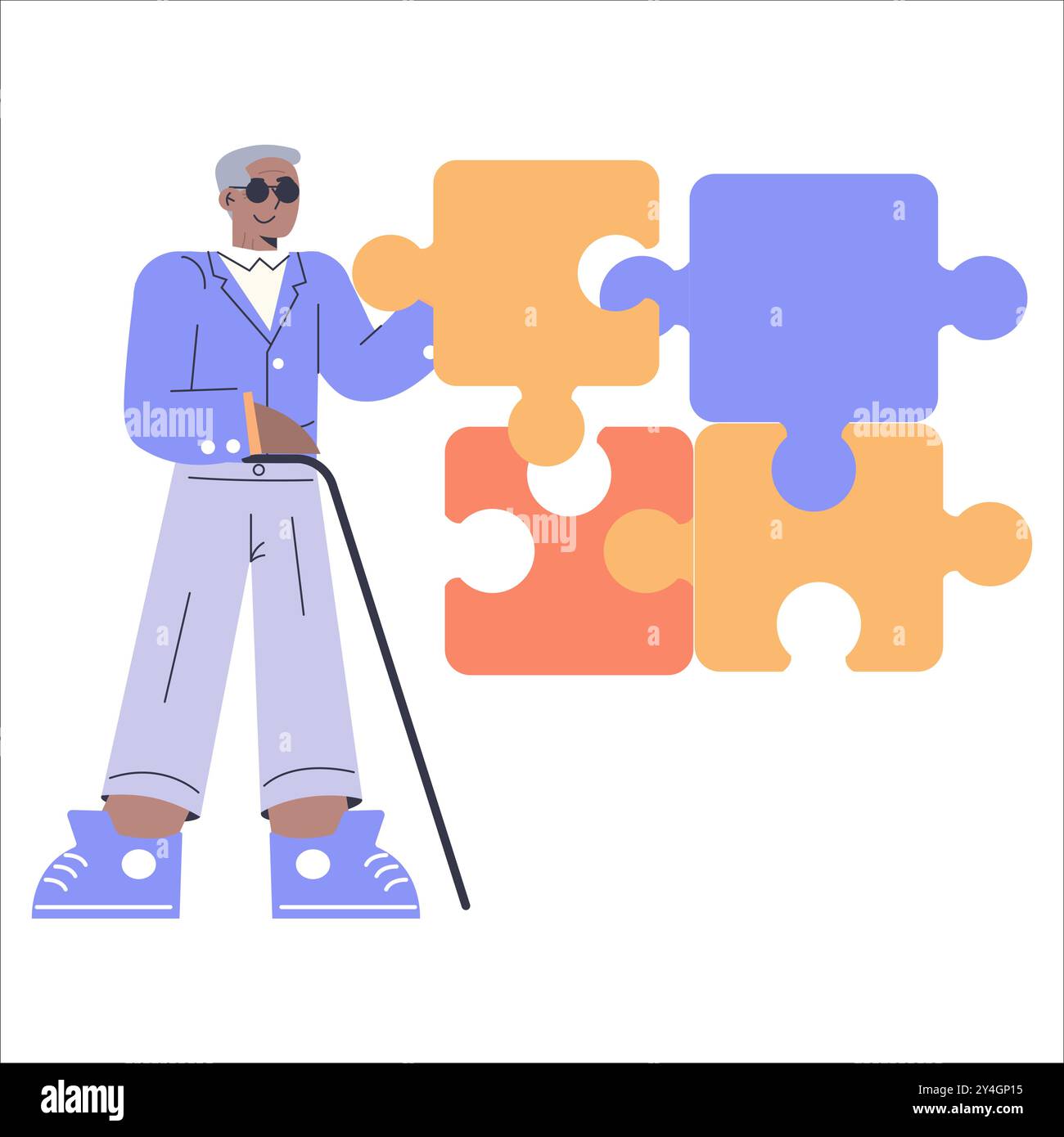 Inclusive business strategy concept. A modern businessman assembling ...