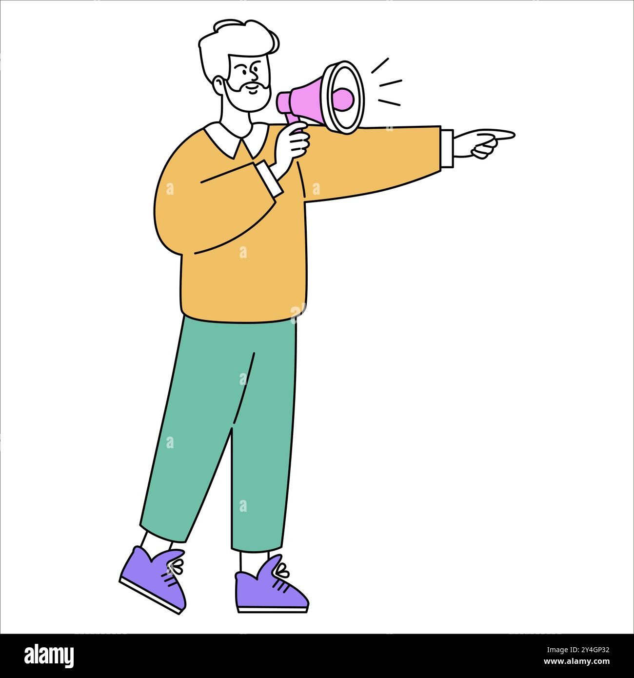 Businessman concept. Animated figure with a megaphone making an ...