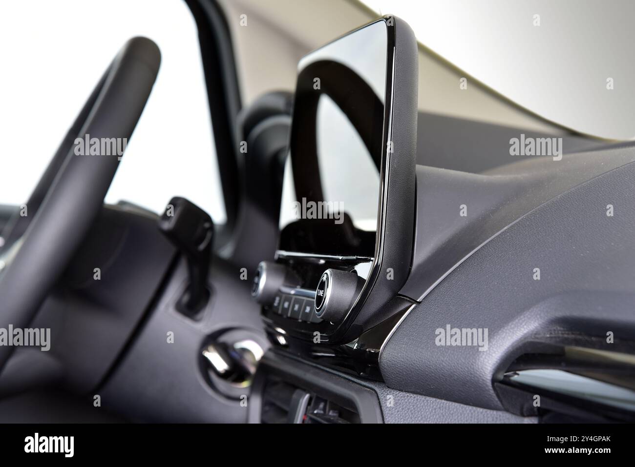 Screen multimedia system on dashboard in a modern car Stock Photo - Alamy