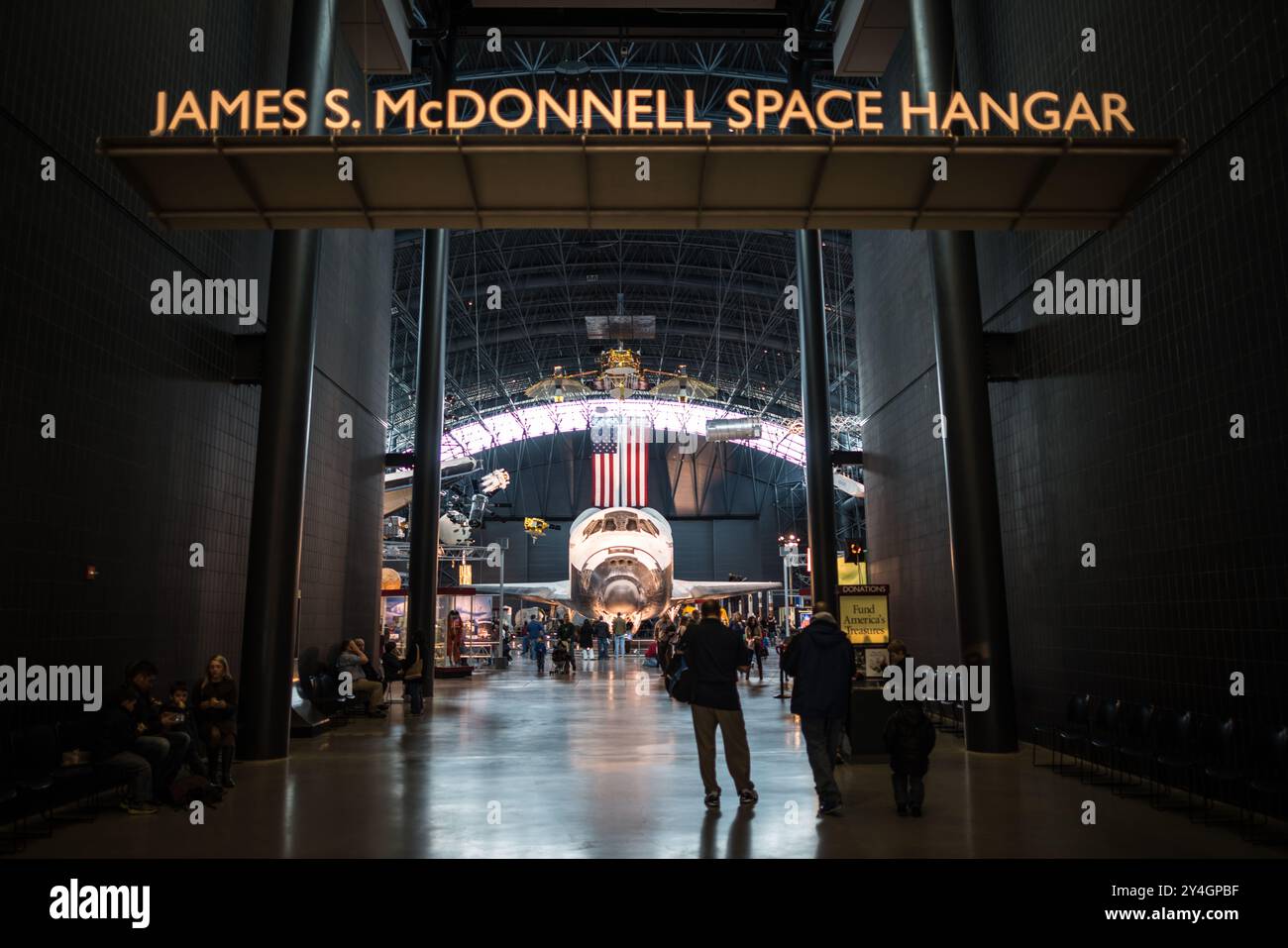 The entrance to the James S. McDonnell Space Hangar, with the Space ...