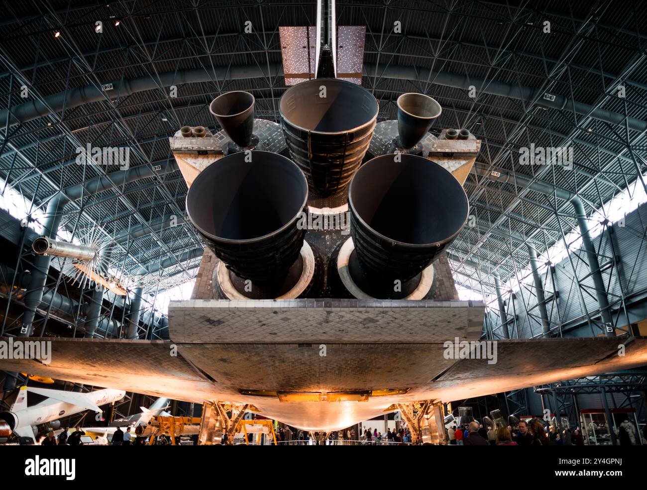The massive thrusters on the tail of the Discovery at the Smithsonian ...