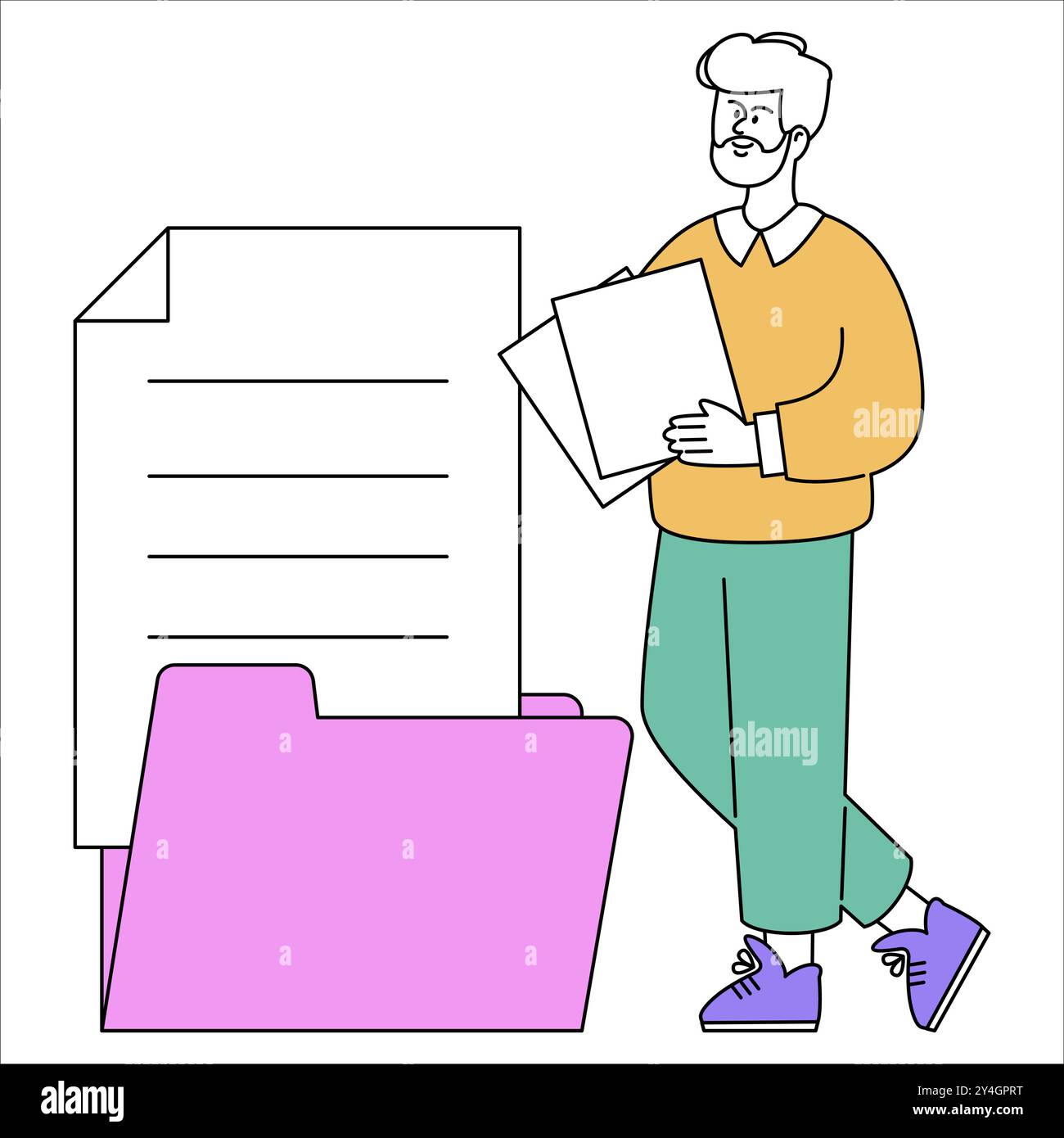 Businessman concept. A professional male figure managing paperwork next ...