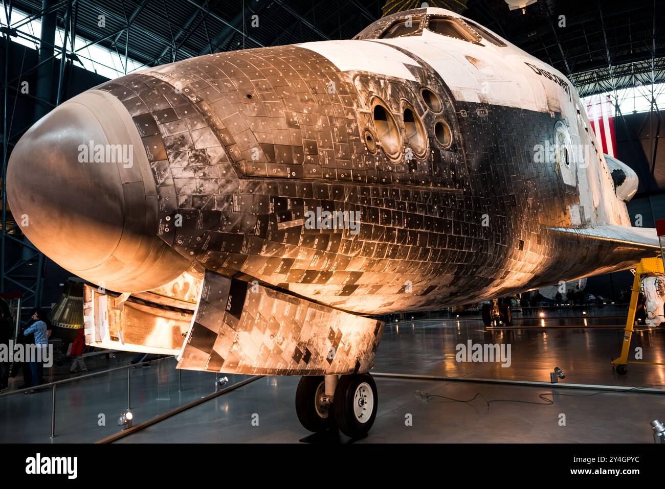 The heat resistant tiles on the nose of the Discovery at the ...