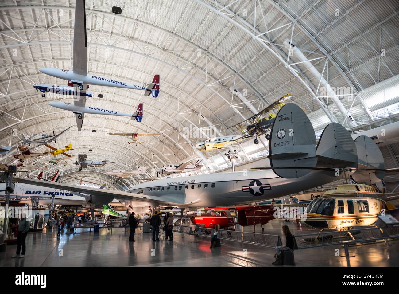 Planes on display in the Boeing Hangar at the Smithsonian's National ...